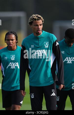 Liverpool's Hugo Ekitike during a training session at the AXA Training ...