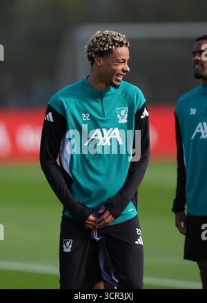 Liverpool's Hugo Ekitike during a training session at the AXA Training ...