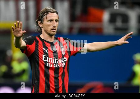 Luka Modric of AC Milan gestures during the Serie A football match ...