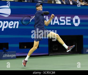Jannik Sinner of Italy in action during the semi-final singles match ...