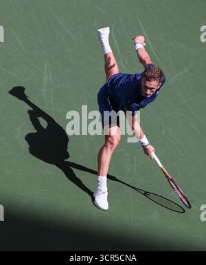 Jiri Lehecka of Czechia in action during the Davis Cup Quarter-Final ...