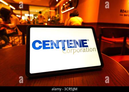 In this photo illustration, Centene Corporation logo seen displayed on ...