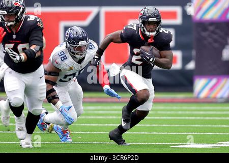 Houston Texans running back Woody Marks (27) looks on during the fourth ...