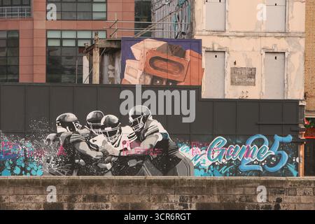 Dublin, Ireland - 29th September 2025 - American football themed art ...