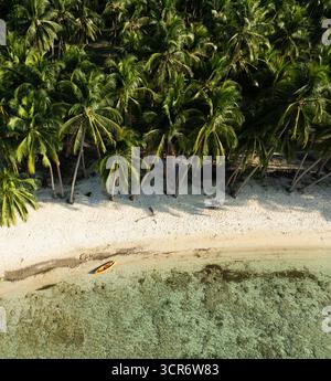 A lush, tropical island is fringed by a coral reef in the Solomon ...