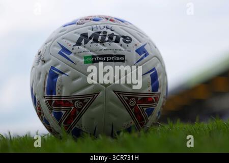 A general view of a Mitre National League match ball is seen during Pre ...