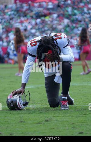 Tampa Bay Buccaneers quarterback Teddy Bridgewater looks on from the ...