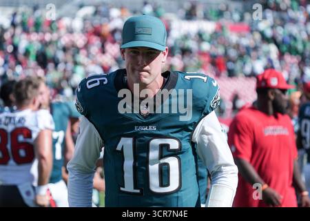 Philadelphia Eagles quarterback Tanner McKee in action during an NFL ...
