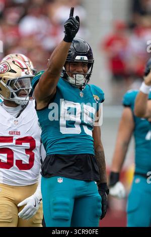 Jacksonville Jaguars tight end Brenton Strange (85) celebrates his ...