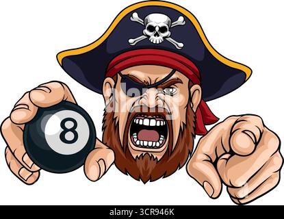 Pirate Billiards Pool 8 Black Ball Sports Mascot Stock Vector Image ...
