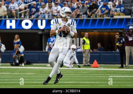 Indianapolis Colts quarterback Daniel Jones (17) jogs back to the ...