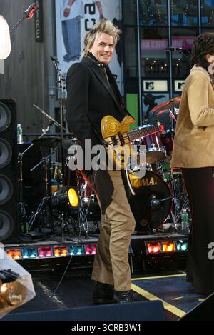 Duran Duran performing on Good Morning America outside the ABC studios ...