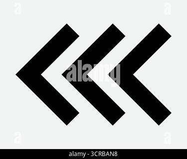 Triple Left Arrow Icon. Pointer Path Route Direction Navigation. Black ...
