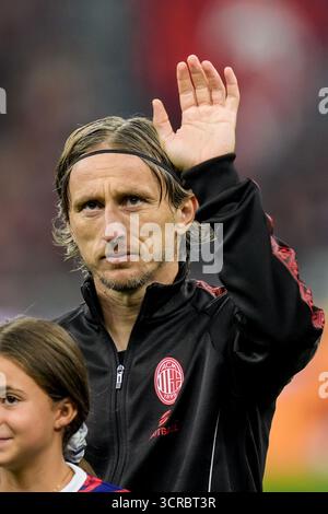 Luka Modric of AC Milan gestures during the Serie A football match ...