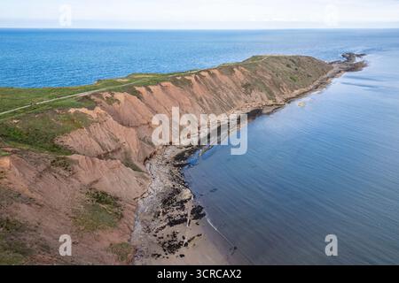 Aerial view of Filey Brigg Cliffs, Filey, North Yorkshire, UK Stock ...