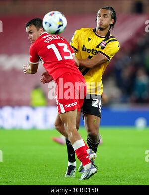 Stoke City's Ashley Phillips (left) and goalkeeper Jack Bonham arrive ...