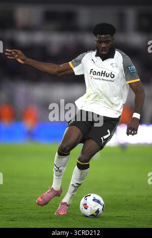7, Patrick Agyemang of Derby County in attacking action with the ball ...