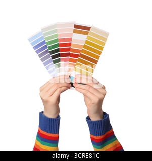Female hands with color palettes isolated on white background Stock ...