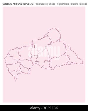 Map of Central African Republic with regions. Just a simple country ...