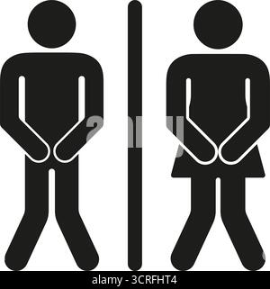 Restroom Urgency Silhouette Icon. Toilet Symbol. Male Figure in Peeing ...