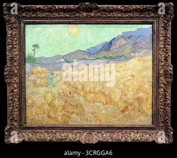 Wheatfield with Reaper, 1889 Gogh, Vincent van Stock Vector Image & Art ...