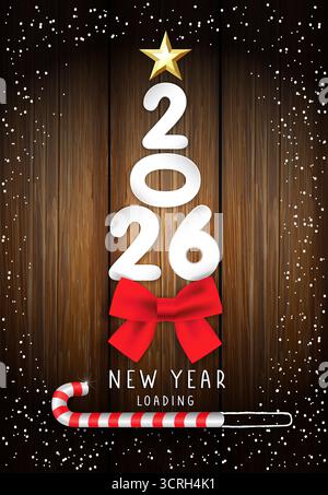 Christmas loading, greeting card with xmas tree and candy cane. New ...