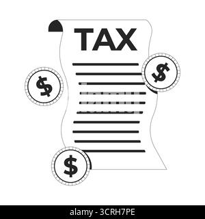 Tax document with dollar coins 2D cartoon object Stock Vector Image ...