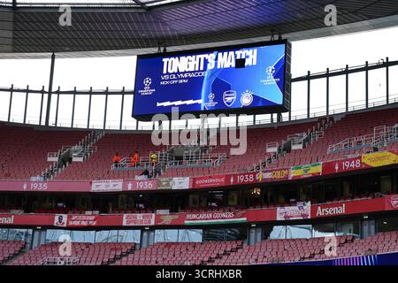 View of scoreboard ahead of the UEFA Champions league Matchday 7 of 8 ...