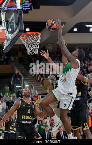 Moses Wright of Zalgiris Kaunas in action with Myles Cale of FC ...