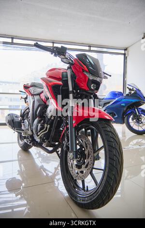 Lima peru sep 26 2025: Yamaha mt-03 motorcycles on display in a modern ...