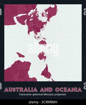 Australia and Oceania. World map. Spherical Mercator projection ...