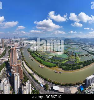 Aerial photography of Futian Port in Shenzhen Futian Free Trade Zone ...