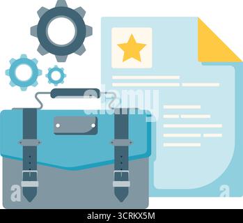 business briefcase folder and paper document office vector illustration ...