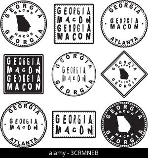 Round stamp with Georgian national flag colors and five-cross symbol ...