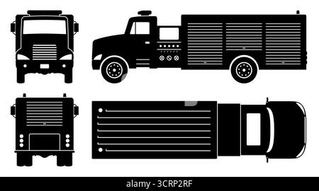 Fire engine truck front view. Firetruck car with Siren alarm and water ...