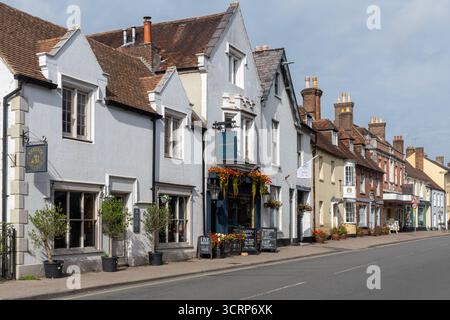 Wimborne Minster, street view down West Borough in the town centre ...