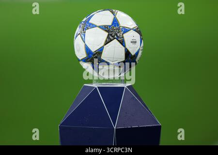 The official match ball is displayed before the World Cup Group A ...