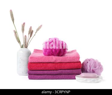 Stack of white cotton sponges isolated on a white background Stock ...