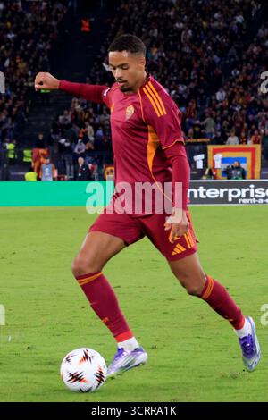 Devyne Rensch of AS Roma in action during the Serie A football match ...