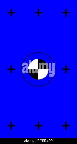 Vertical pure blue 0000FF screen with cross shaped tracking markers in ...