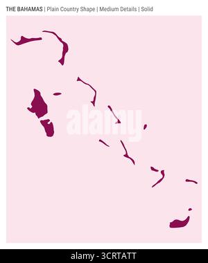 Bahamas plain country map. Medium details. Outline style. Shape of the ...