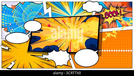 Comic backgrounds. Manga, pop art backdrops in frames. Superhero ...