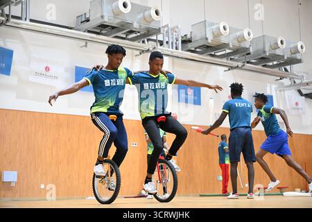 Shijiazhuang, China's Hebei Province. 28th Sep, 2021. Acrobats perform ...