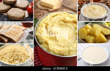 Collection of foods with bland taste combined into collage Stock Photo ...