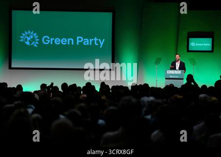 Green Party leader Zack Polanski welcomes his partner Richie Bryan onto ...