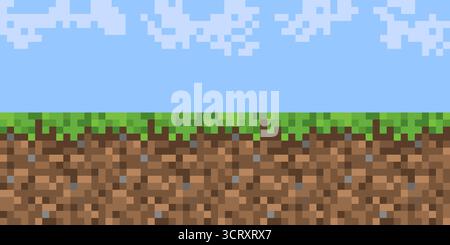 Seamless Minecraft dirt block pixel texture. Square 8bit pattern in ...