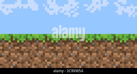 Seamless Minecraft dirt block pixel texture. Square 8bit pattern in ...