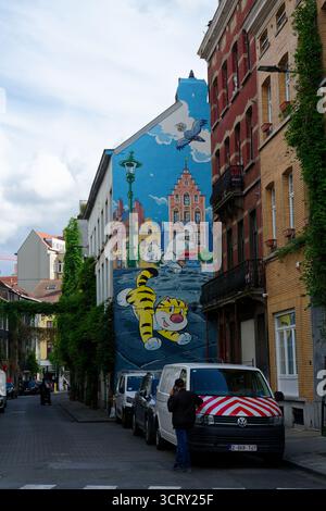 Comic strip murals on facade on public street on May 25, 2025 in ...