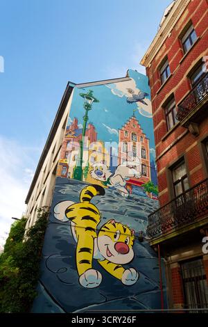 Comic strip murals on facade on public street on May 25, 2025 in ...
