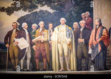 George Washington at the signing of the US Constitution. Painting ...